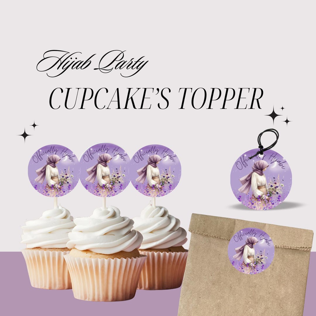 Hijab Party Cupcake Topper, Printable Hijab Party Decor, Cupcake Topper ...