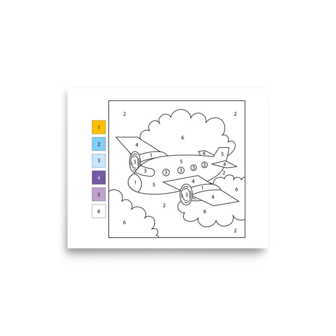 Digital Coloring Page Airplane Color by Numbers - Etsy