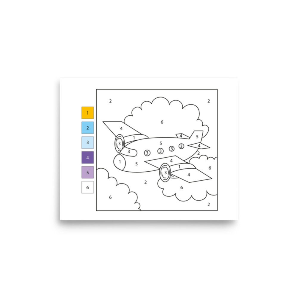 Digital Coloring Page Airplane Color by Numbers - Etsy