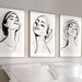 Female Illustration Wall Art | Set of 3 Women Portrait Prints | Pencil ...