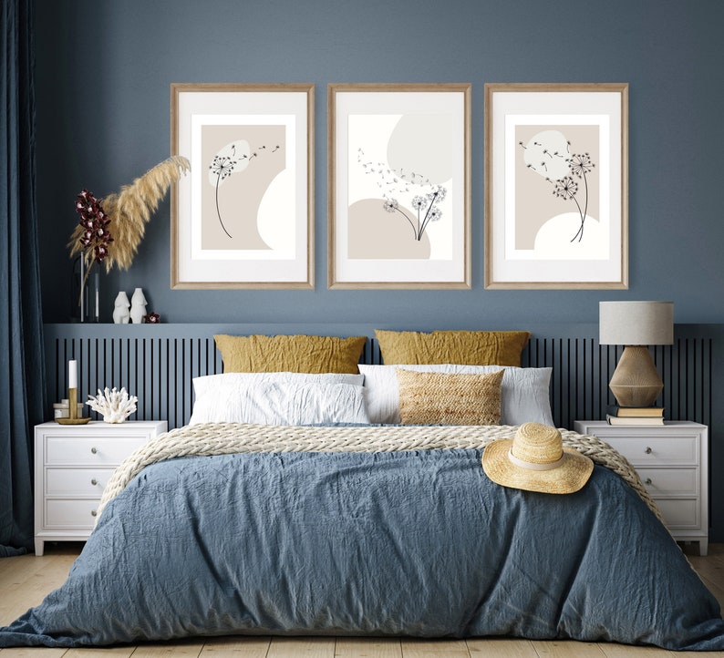 Neutral Wall Prints for Bedroom | Dandelion Wall Art | Natural Wall ...
