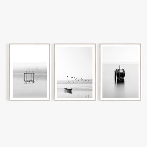 Set of 3 Minimalist Lake Photos, Perfect Mute Art Above the Bed for a ...