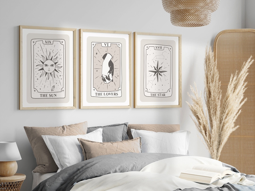 Tarot Print Set of 3 - Bohemian Wall Posters, Celestial Wall Posters ...