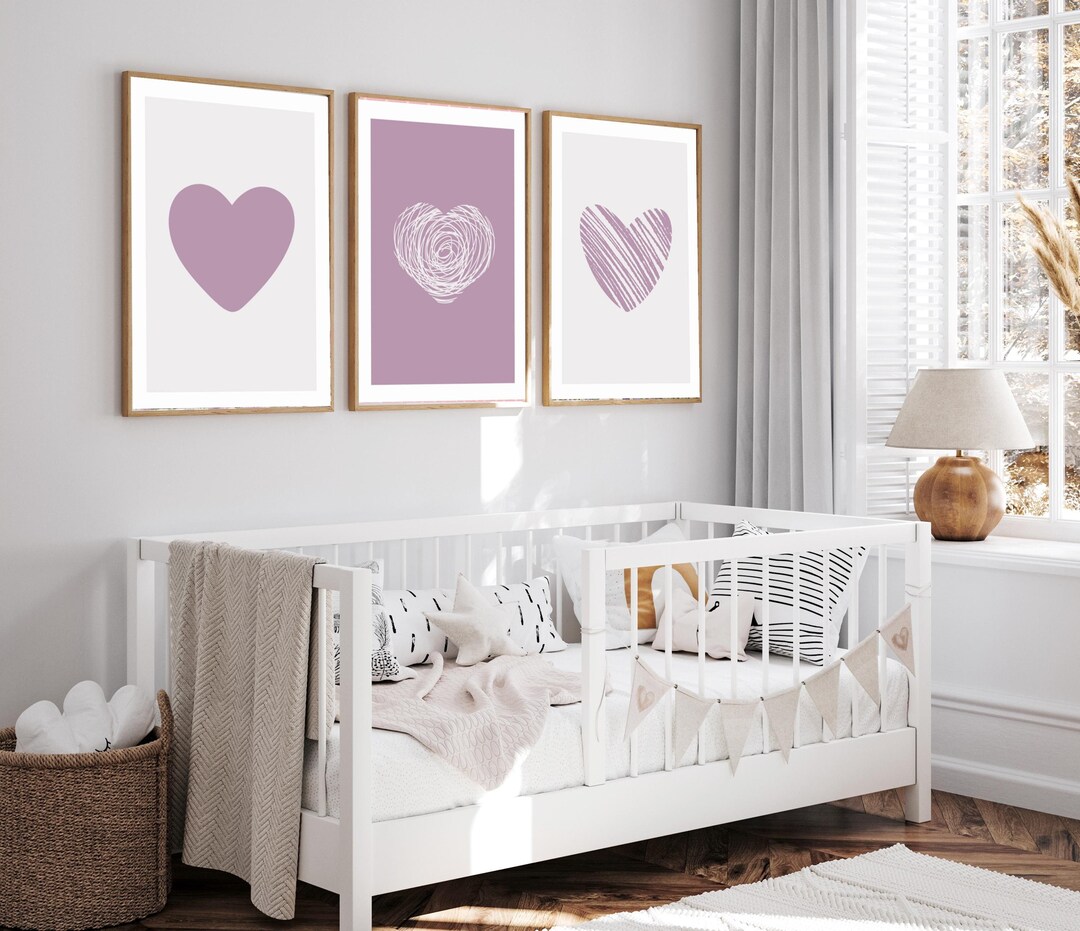 Pink Hearts Wall Art | Pink Wall Decor | Love Heart Prints | Pink ...