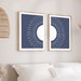 Set of 2 Navy Blue Boho Sun Print, Geometric Sun Print, Mid Century ...