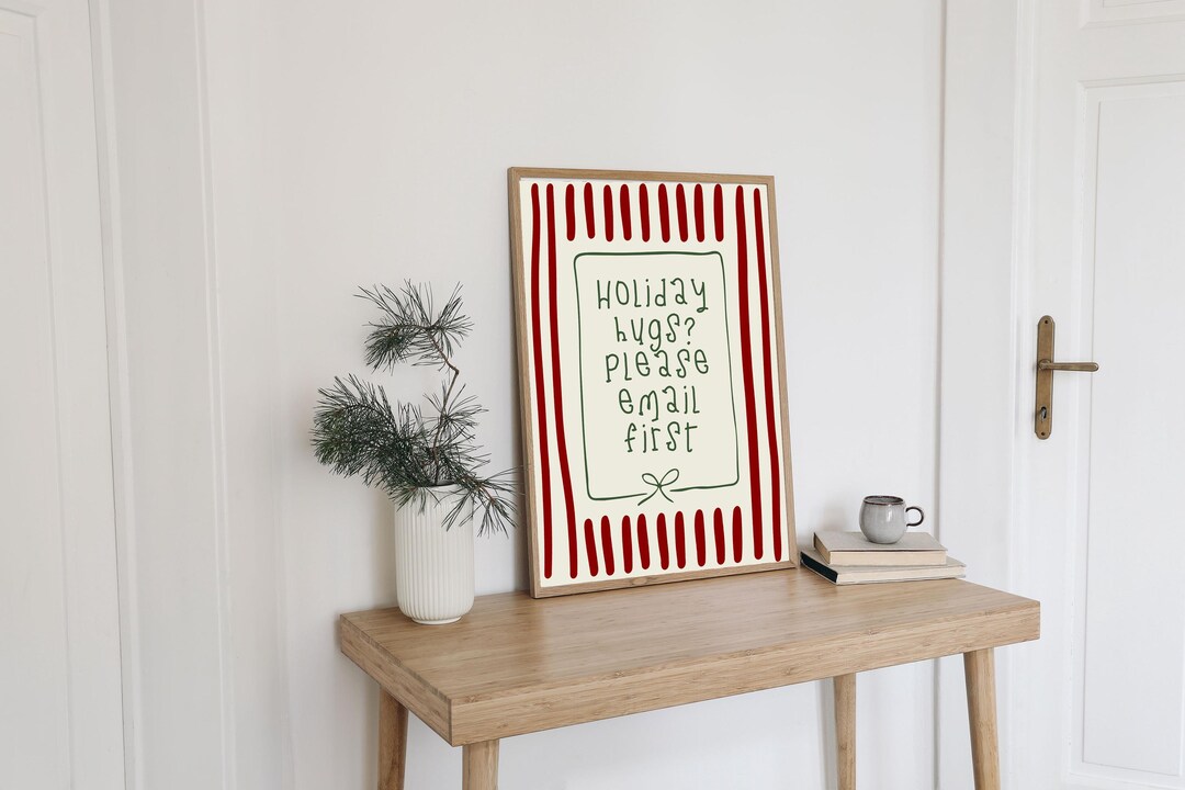 Holiday Hugs Please Email First | Funny Preppy Neurospicy Christmas Art ...