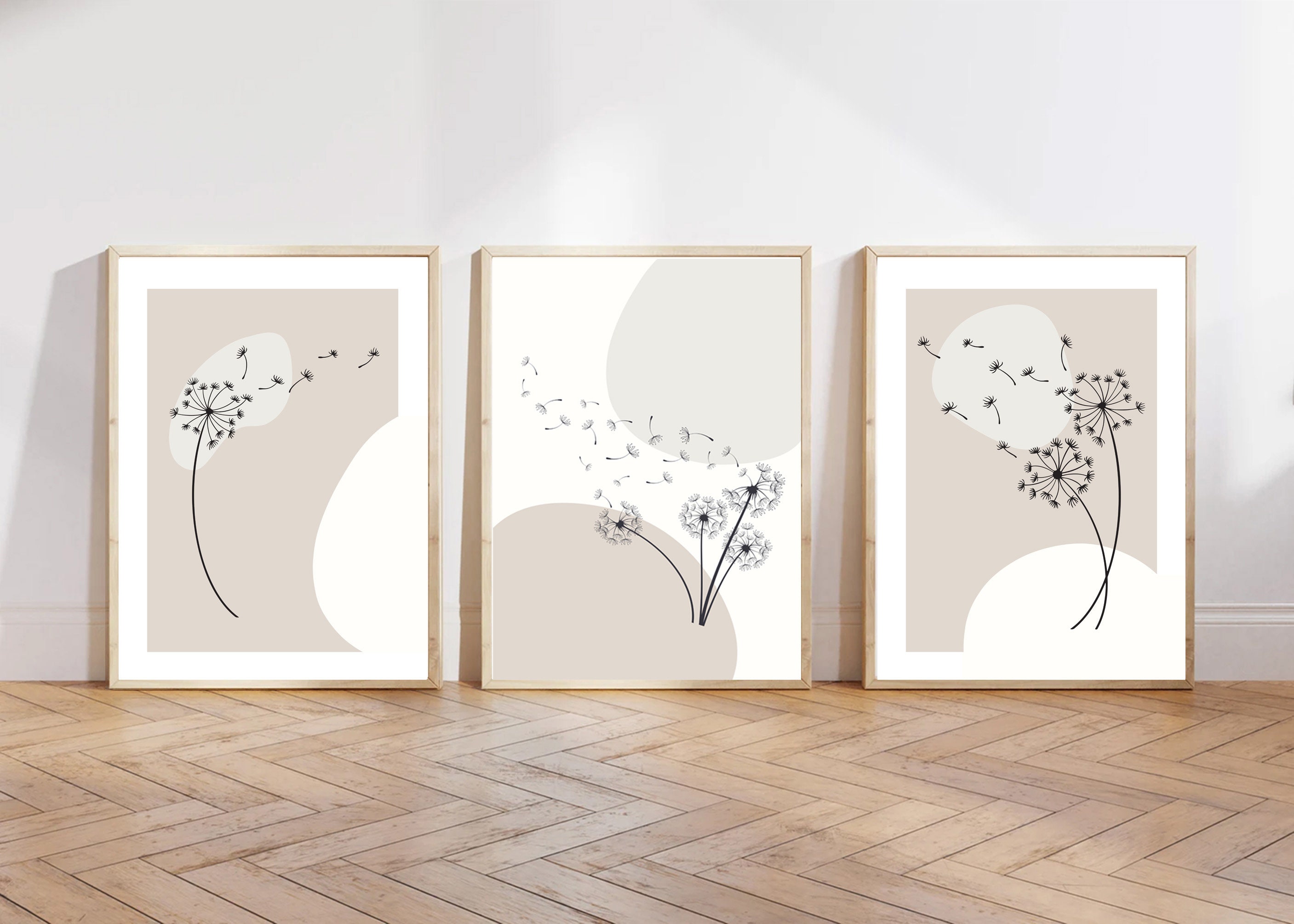 Neutral Wall Prints for Bedroom | Dandelion Wall Art | Natural Wall ...