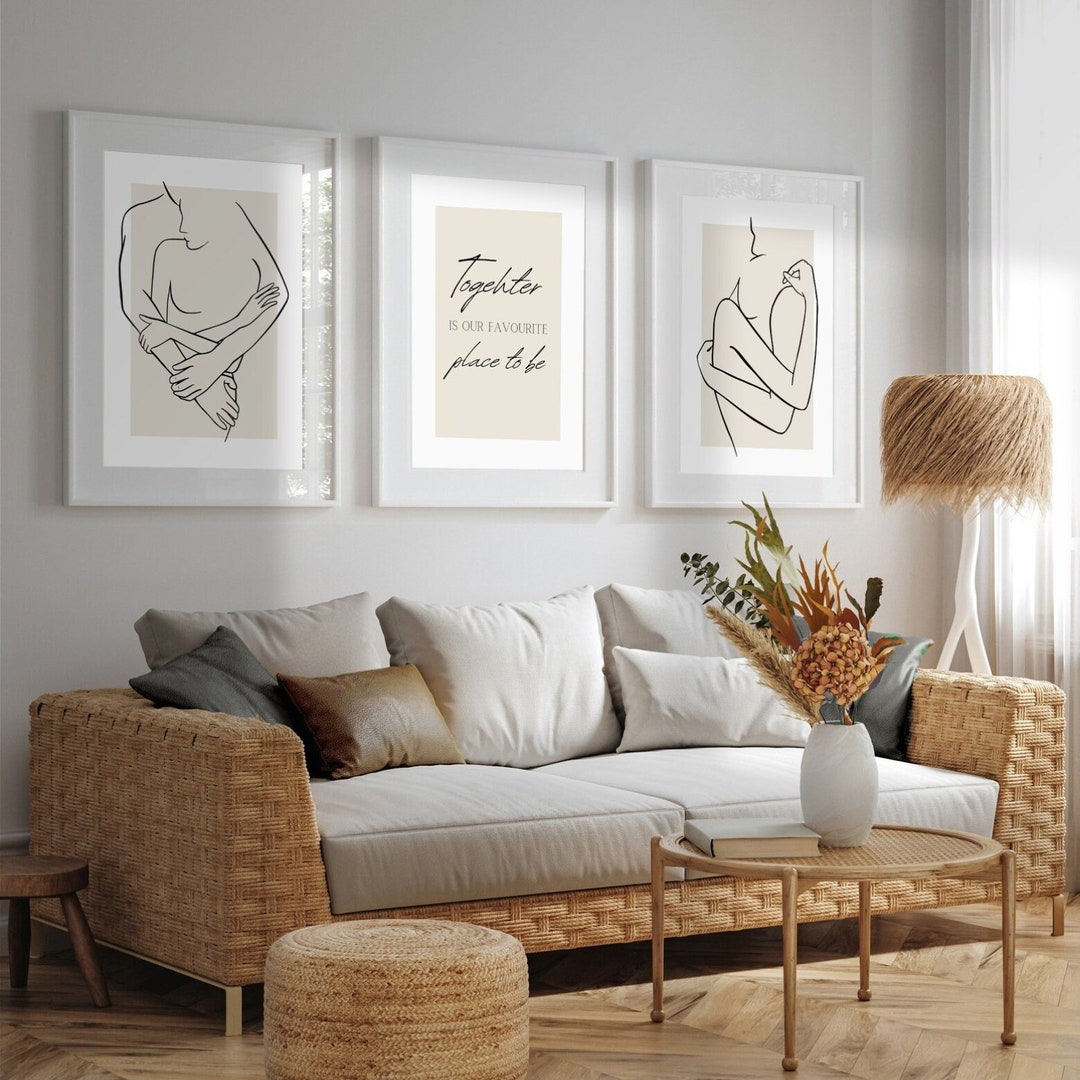 Bedroom Wall Art | Set of 3 Love Prints | Couple Print Set | Neutral ...