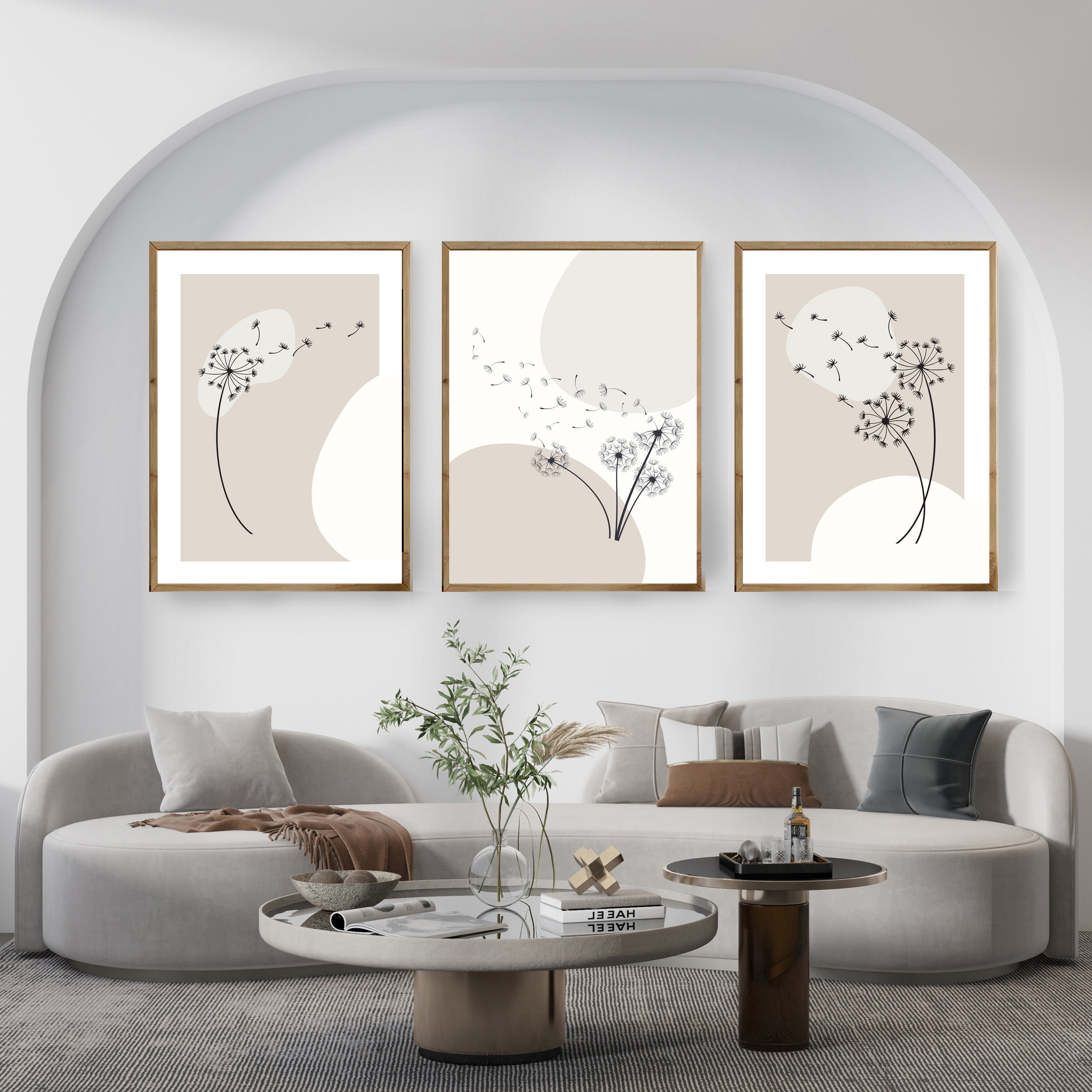 Neutral Wall Prints for Bedroom | Dandelion Wall Art | Natural Wall ...