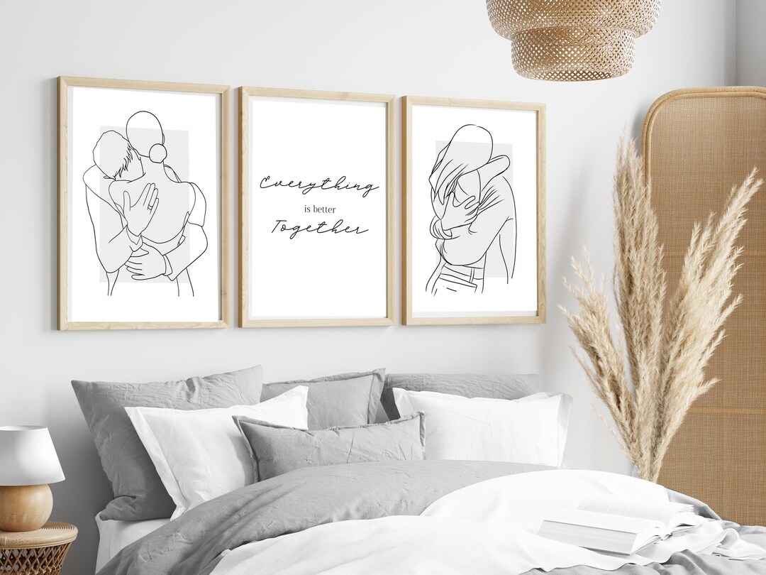 Line Drawing of Couples Hugging | Valentine’s Day Gift Print | Intimate ...