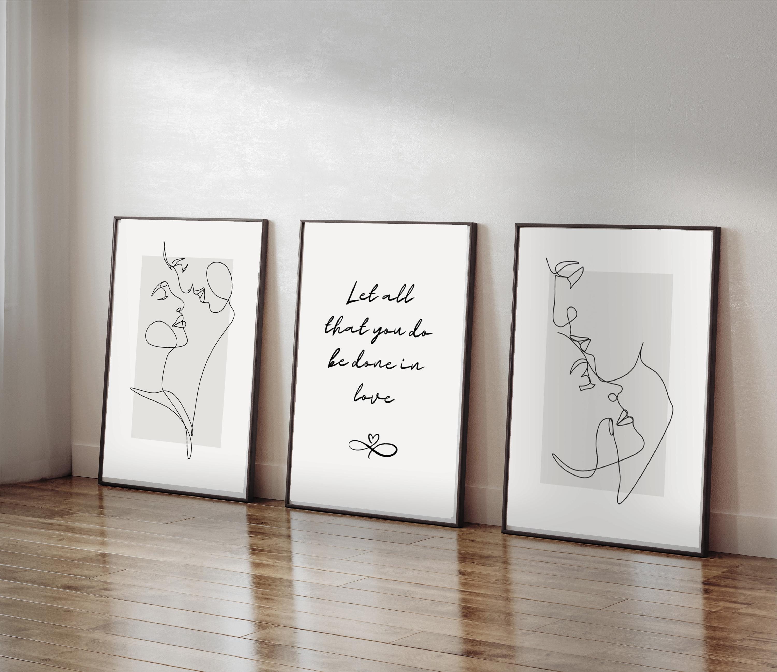 Bedroom Love Wall Art, Couple Print Set, Boho Love Wall Art Set ...