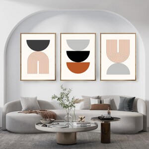 Geometric Art Print Set of 3, Mid Century Modern Art, Geometric Wall ...