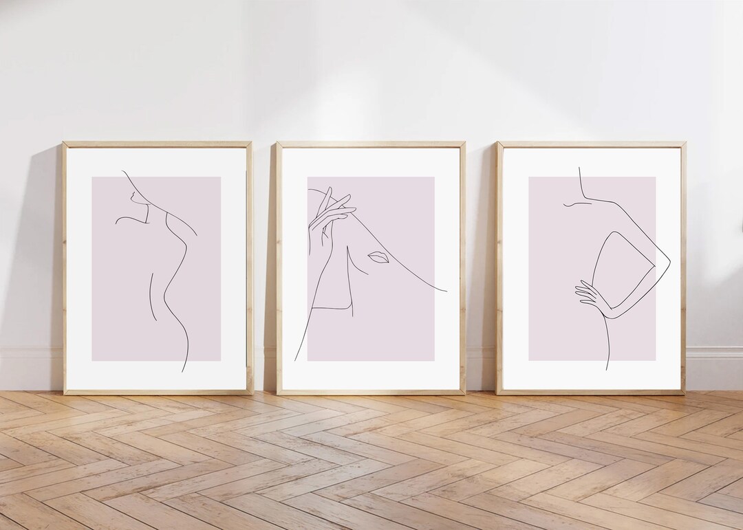 Female Silhouette Line Art Set of 3 Minimalist Prints - Etsy
