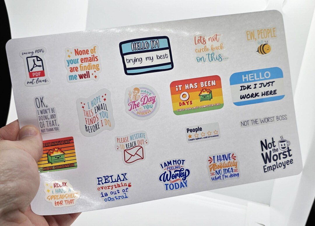 A Sheet of Our Most Popular Office Stickers, Miniaturized!!! - Bring a ...