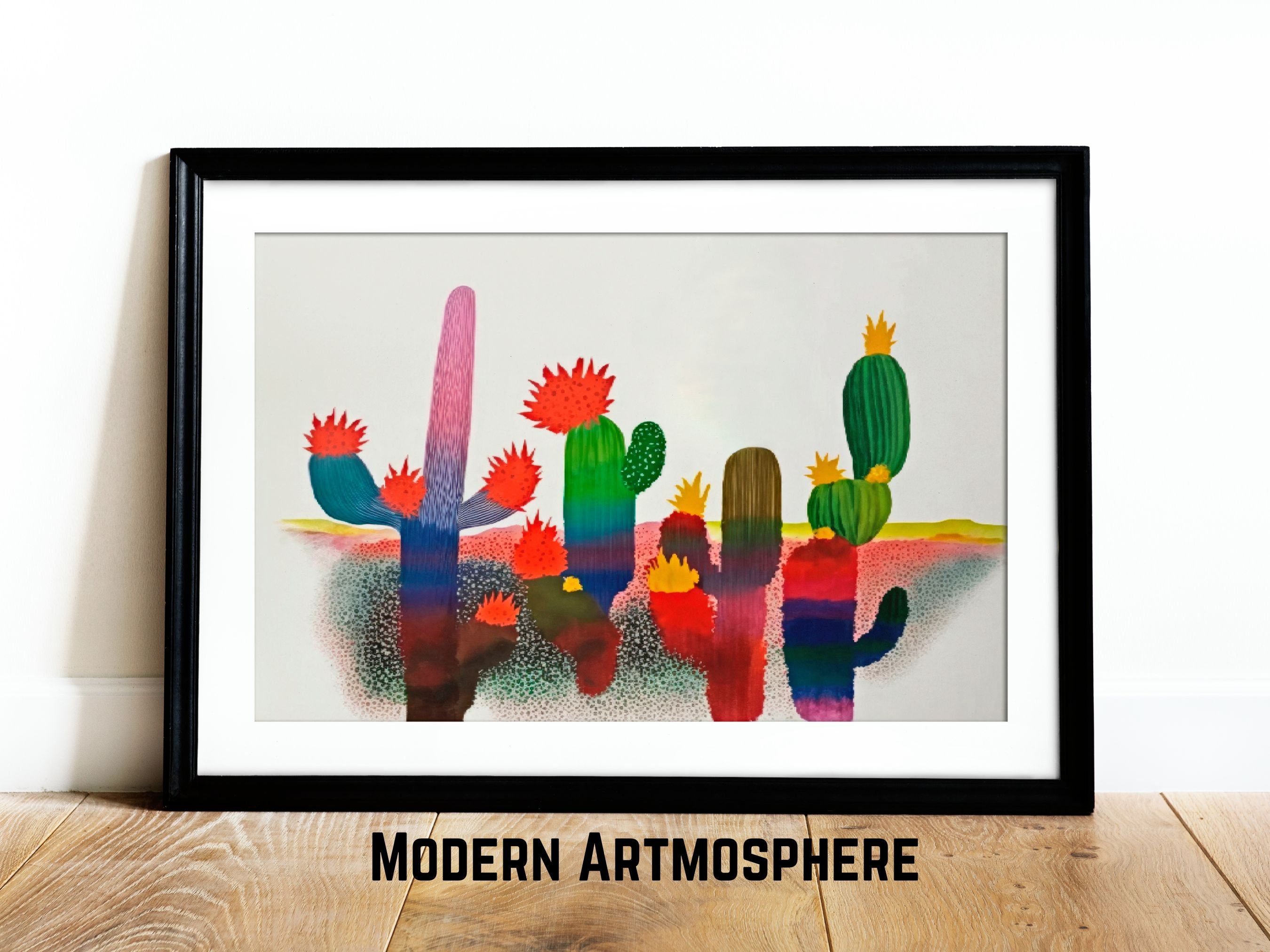 Modern Art Colorful Cacti Landscape Artistic Cactus Print - Etsy