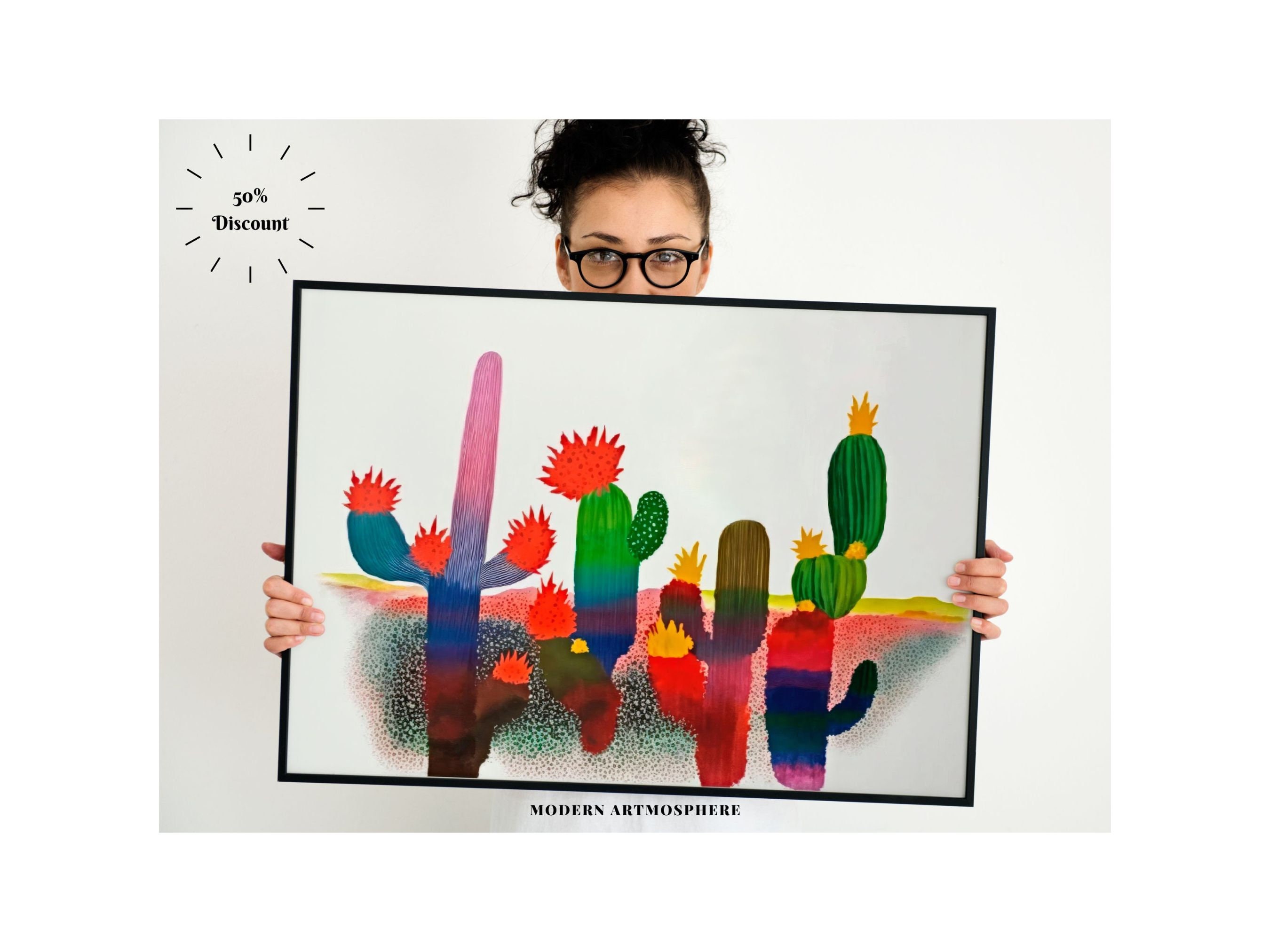 Modern Art Colorful Cacti Landscape Artistic Cactus Print - Etsy