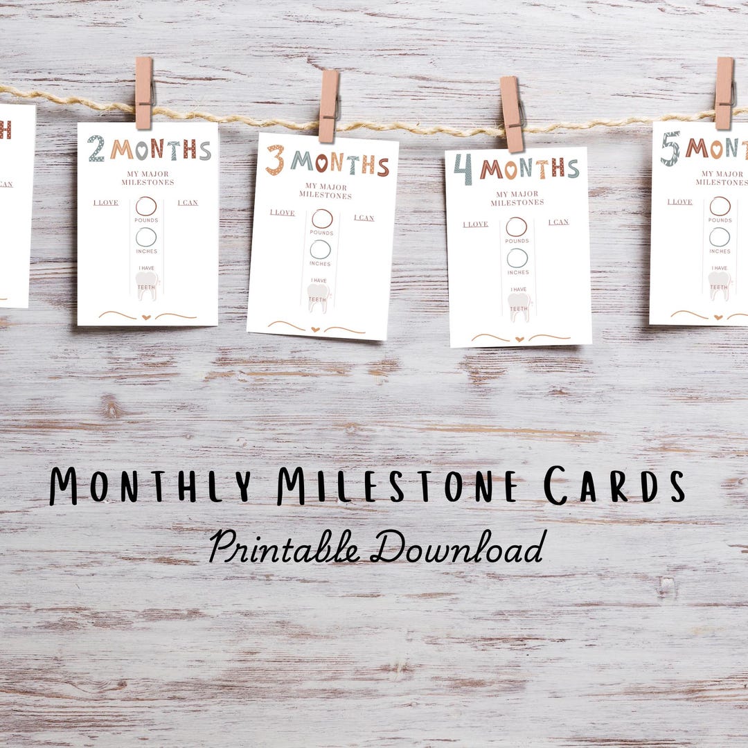 First Year Milestone Cards, 12-month Baby Photoshoot Prop/album Insert ...