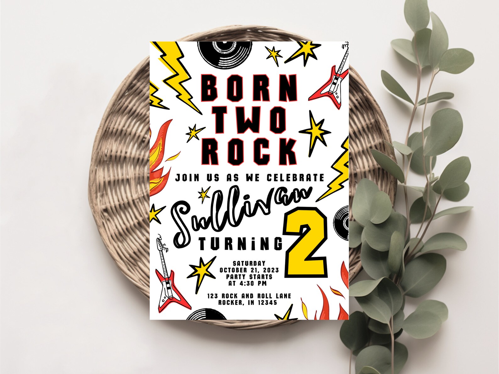 Born Two Rock Invitation - Rock and Roll Invitation - Boy Second ...