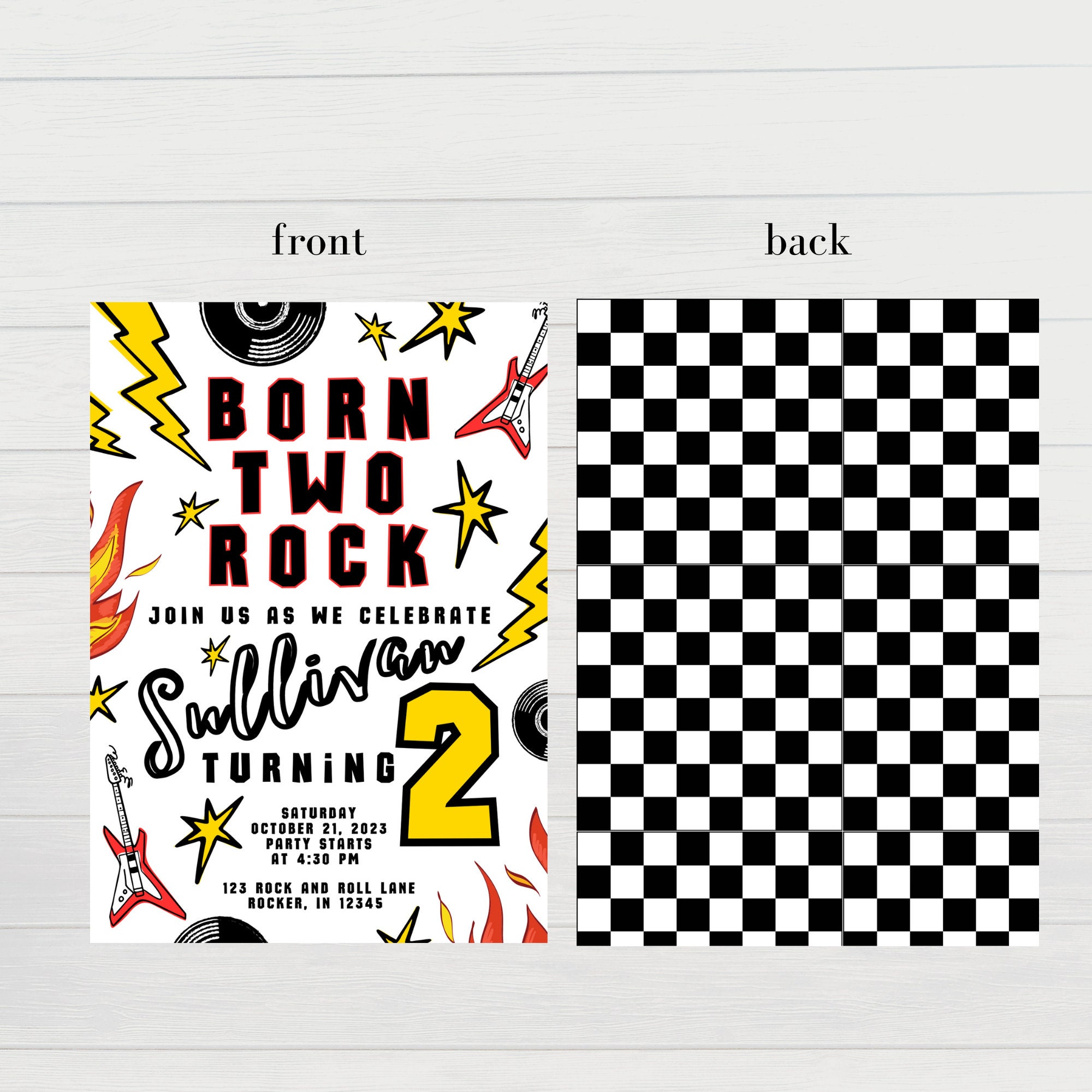 Born Two Rock Invitation - Rock and Roll Invitation - Boy Second ...