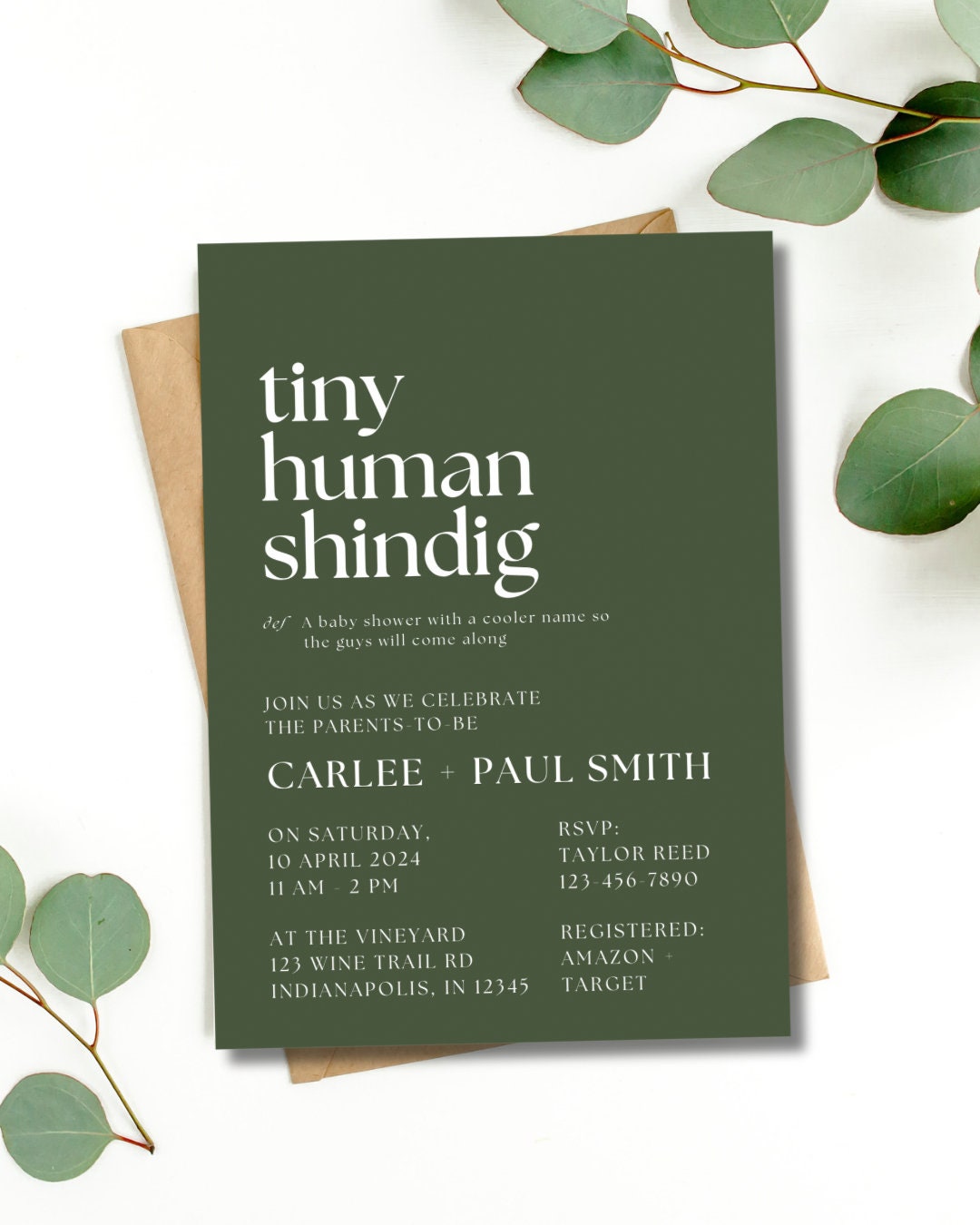 Tiny Human Shindig - Baby Shower Invitation - Gender Neutral Couples ...