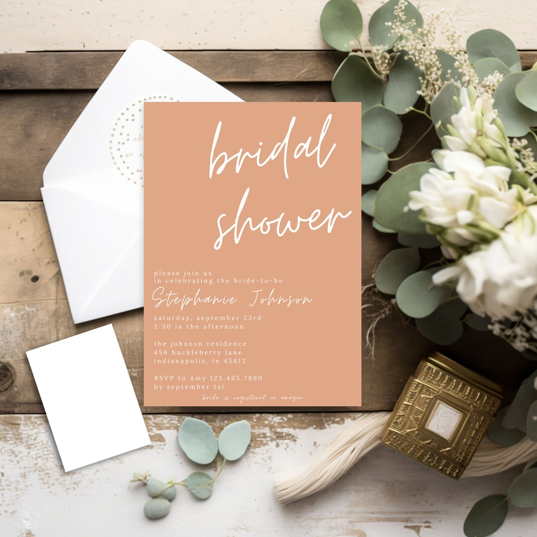 Minimalist Bridal Shower Invitation - Simple Bridal Shower Invitation ...
