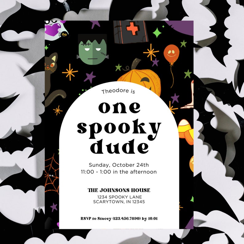 One Spooky Dude Invitation - Spooky First Birthday - First Birthday ...