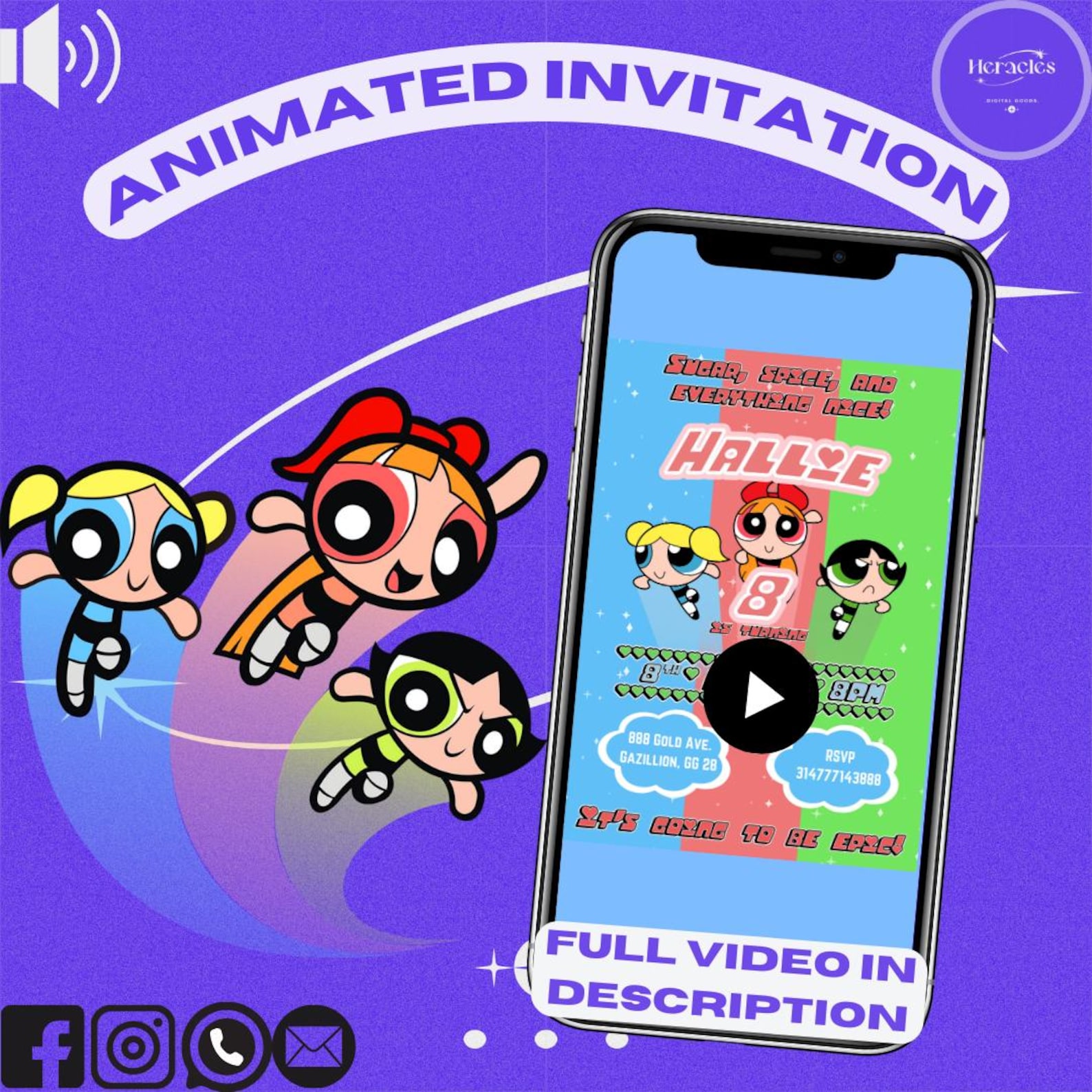 Powerpuff Birthday Invitation Video, Powerpuff Girls Party Invite ...
