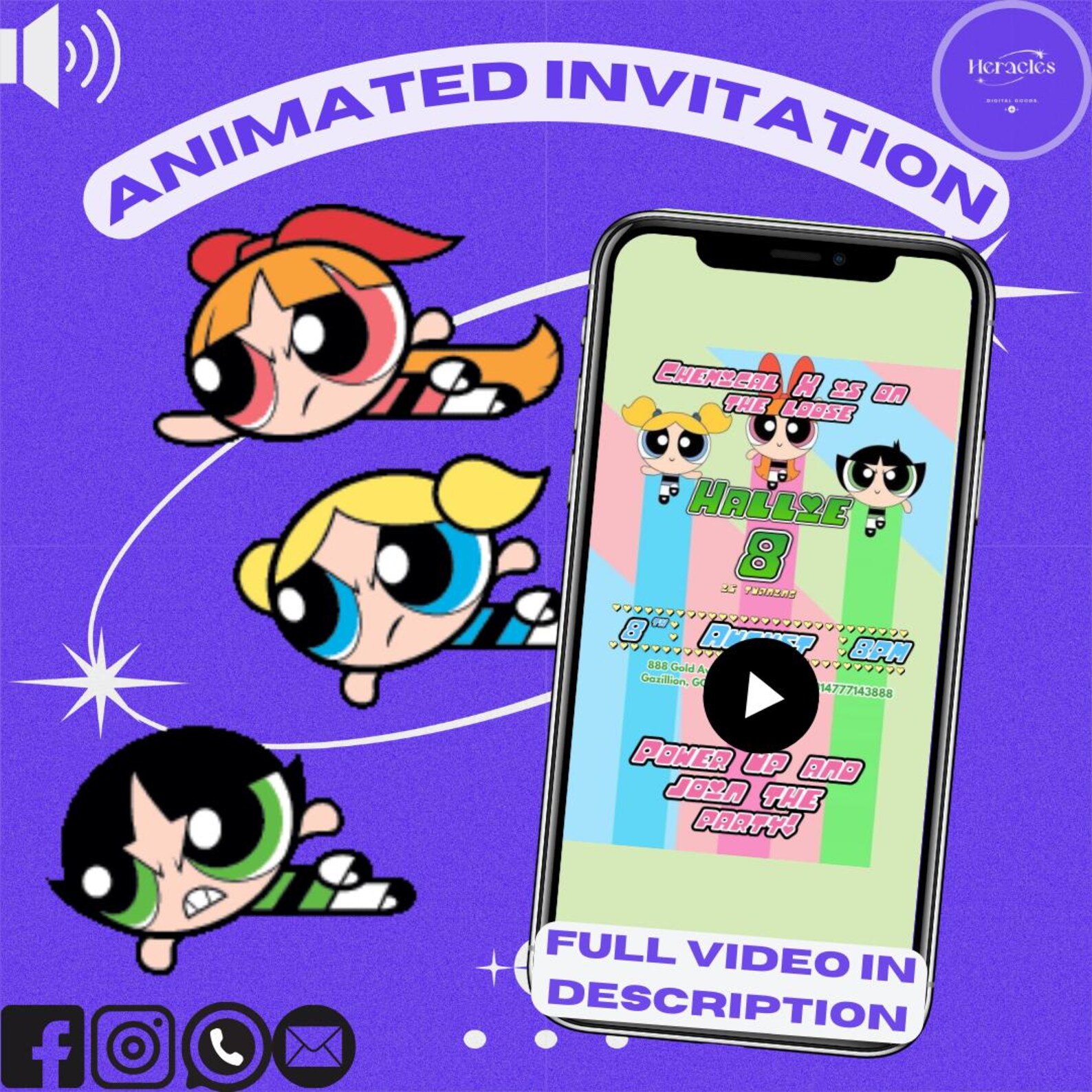 Powerpuff Birthday Invitation Video, Powerpuff Girls Party Invite ...