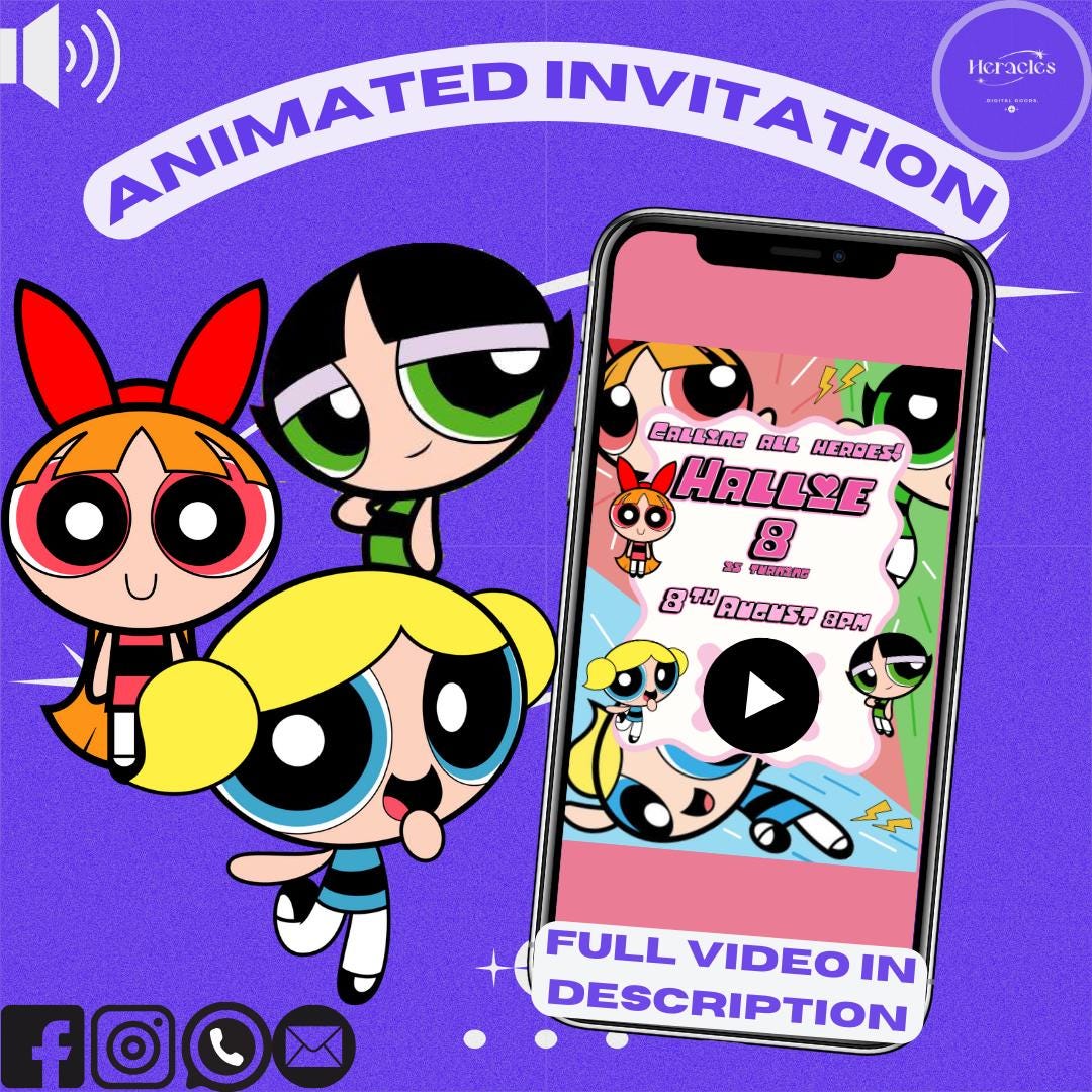 Custom Powerpuff Girls Animated Birthday Invitation (digital Download ...