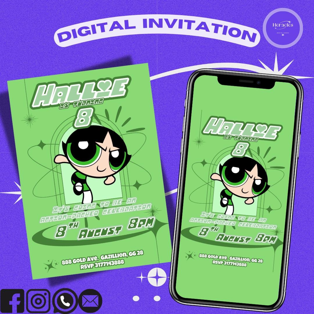 Powerpuff Girls Birthday Invitation Card | Powerpuff Girl Printable ...
