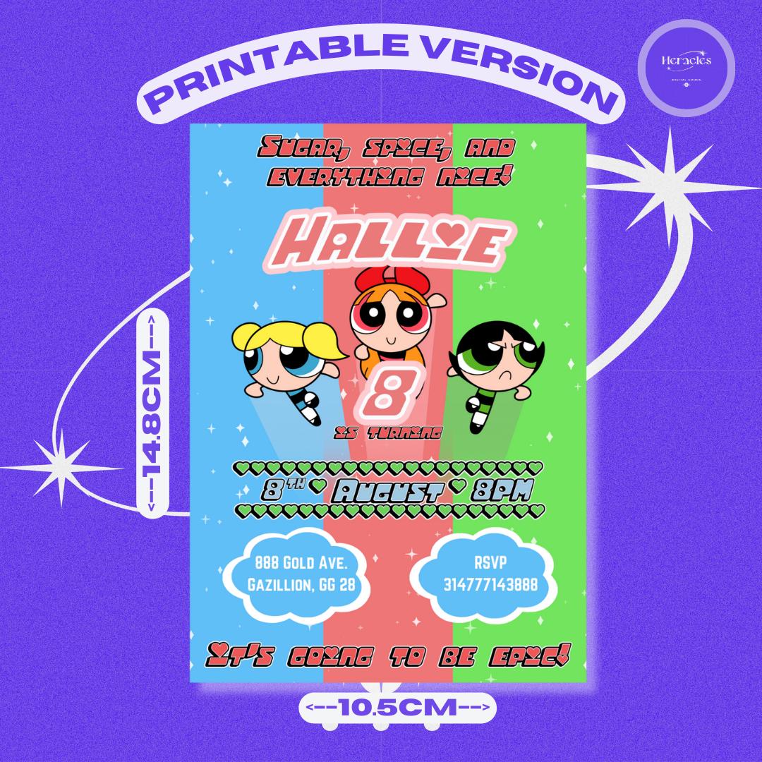 Powerpuff Girls Birthday Invitation Card | Powerpuff Girl Printable ...