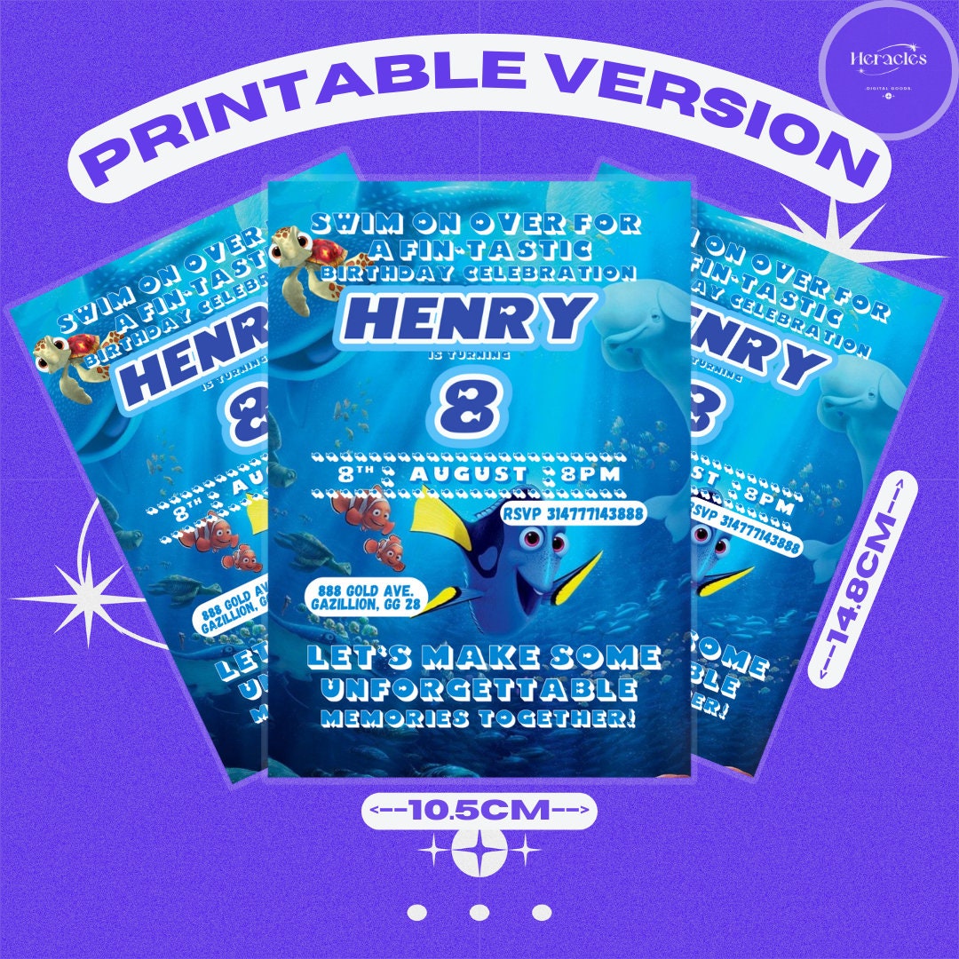 Finding Dory Birthday Invitation, Finding Dory Birthday Video, Finding ...