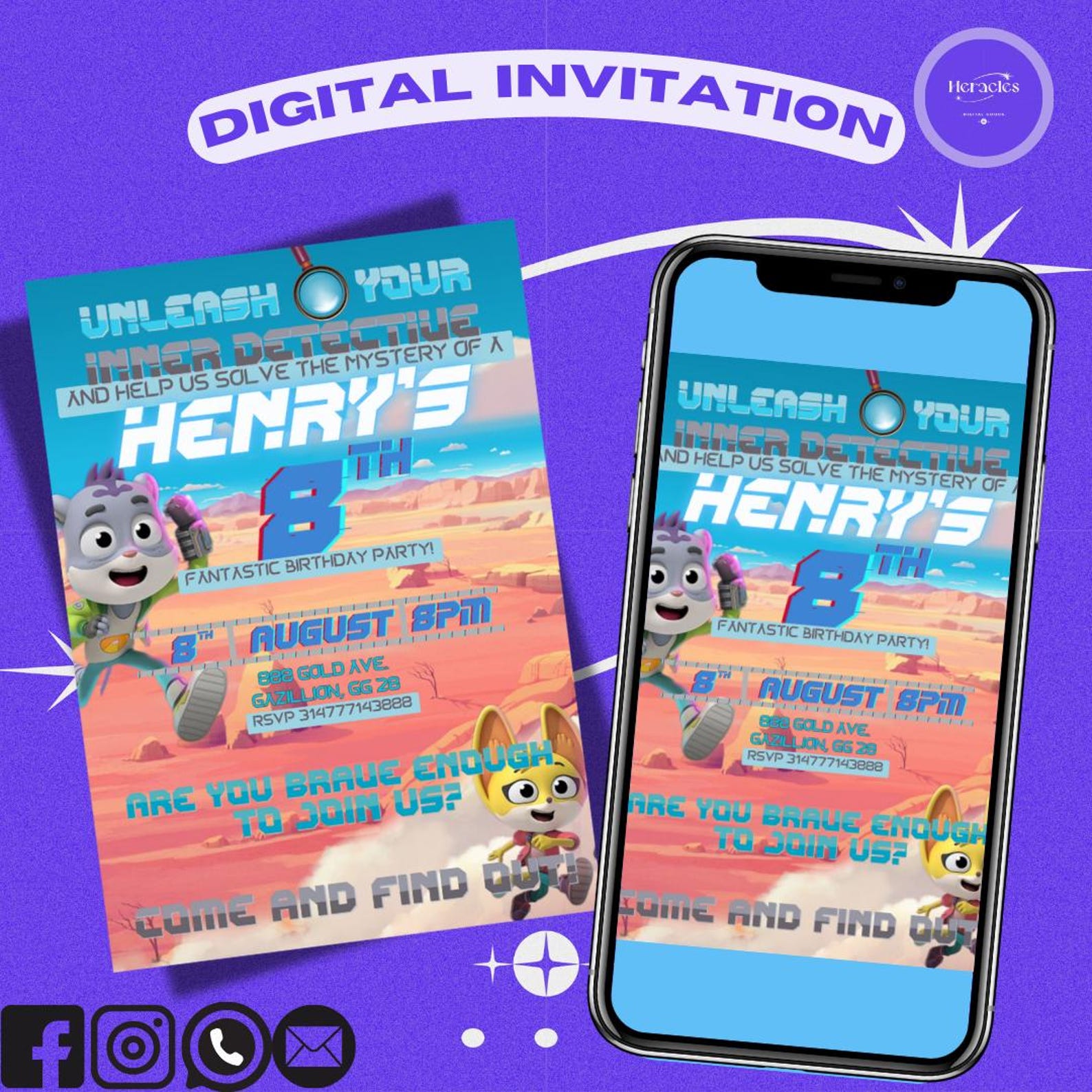 The Creature Cases Birthday Printable Invitation, Creature Cases ...
