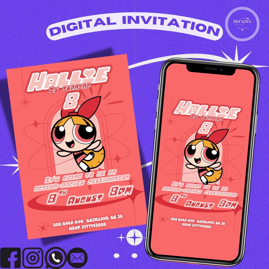 Powerpuff Girls Birthday Invitation Card | Powerpuff Girl Printable ...