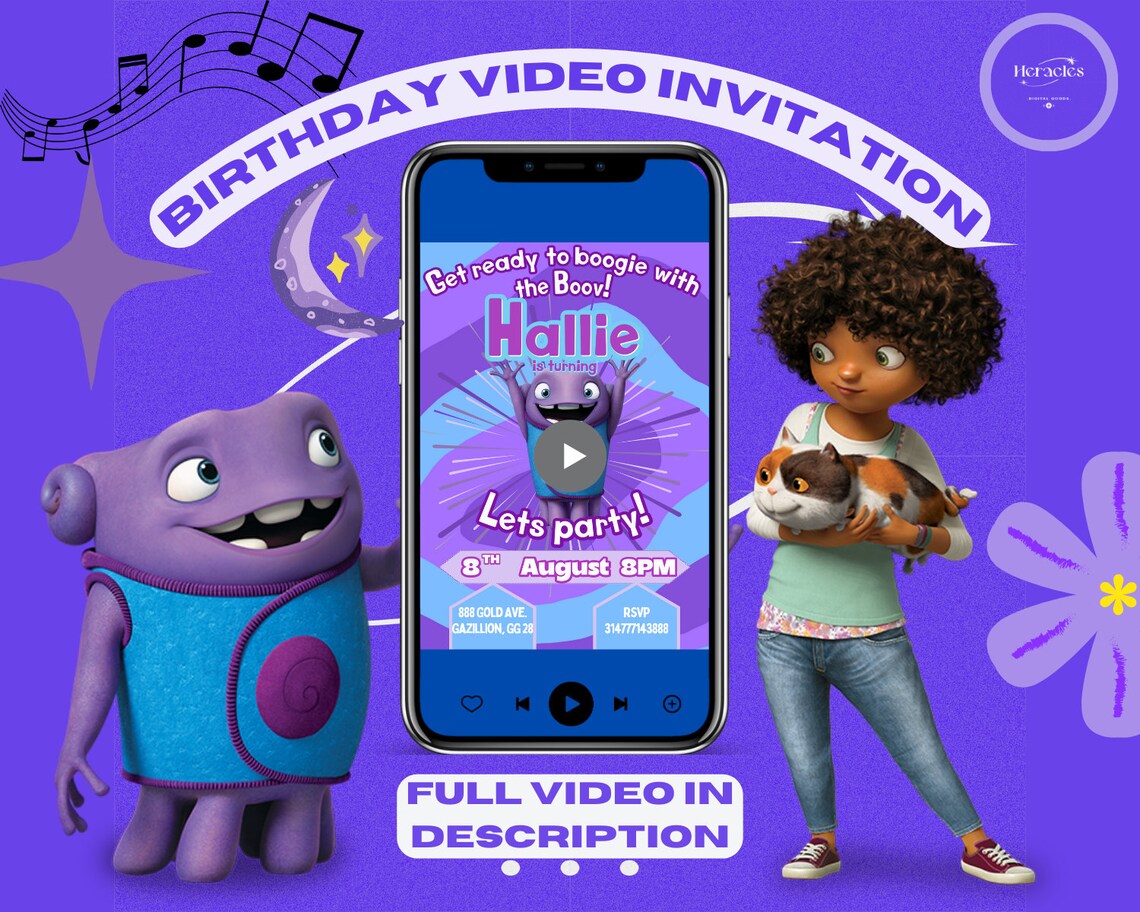Home Birthday Invitation, Home Birthday Video Invitation, Home Kids ...