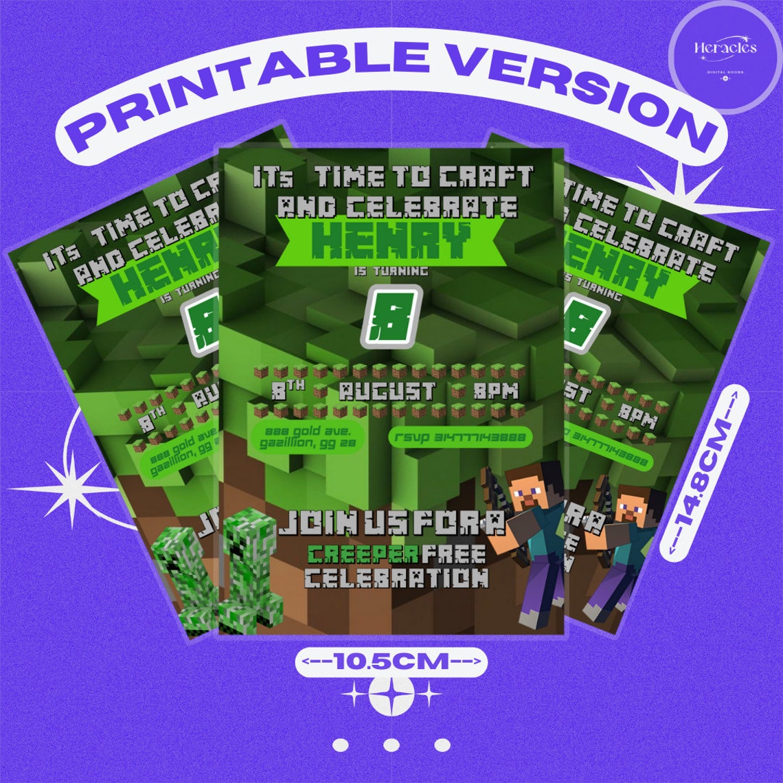 Minecraft Video Invitation, Minecraft Birthday Invite, Minecraft Invite ...