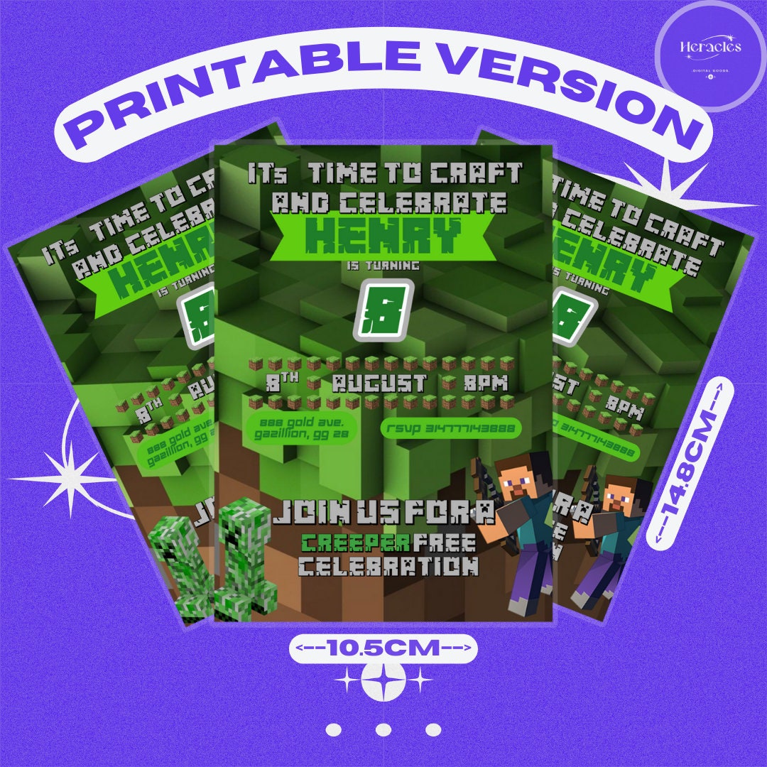 Minecraft Video Invitation, Minecraft Birthday Invite, Minecraft Invite ...