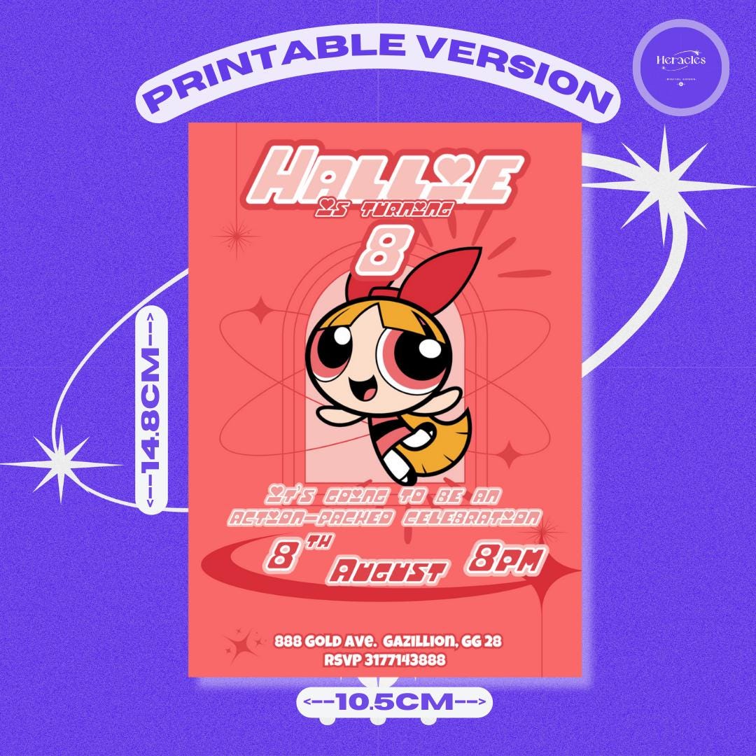 Powerpuff Girls Birthday Invitation Card | Powerpuff Girl Printable ...