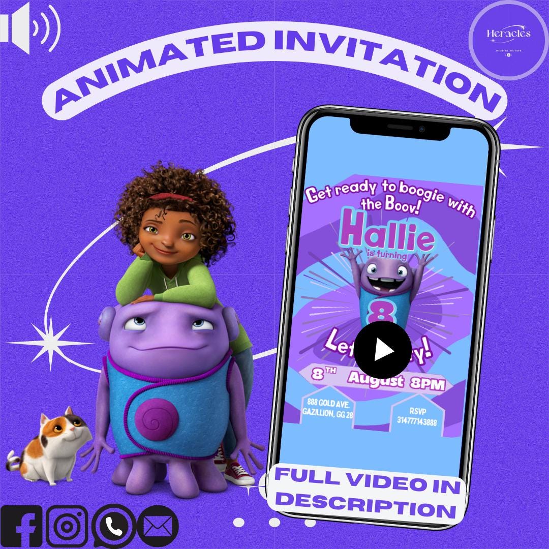 Home Birthday Invitation, Home Birthday Video Invitation, Home Kids ...