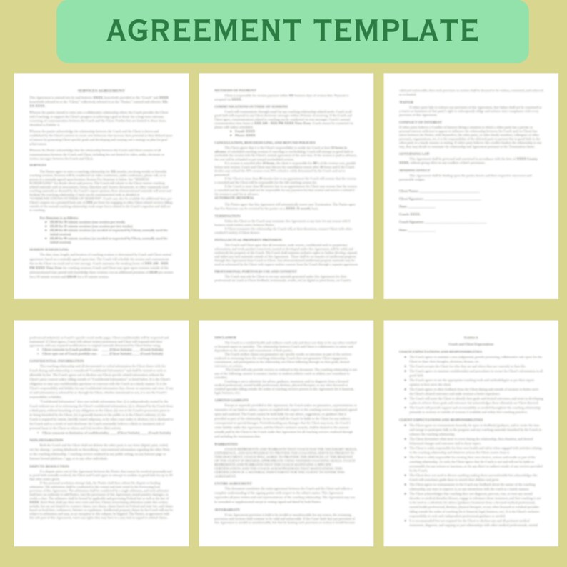 Coaching Contract Agreement Template | Coach and Attorney Written ...