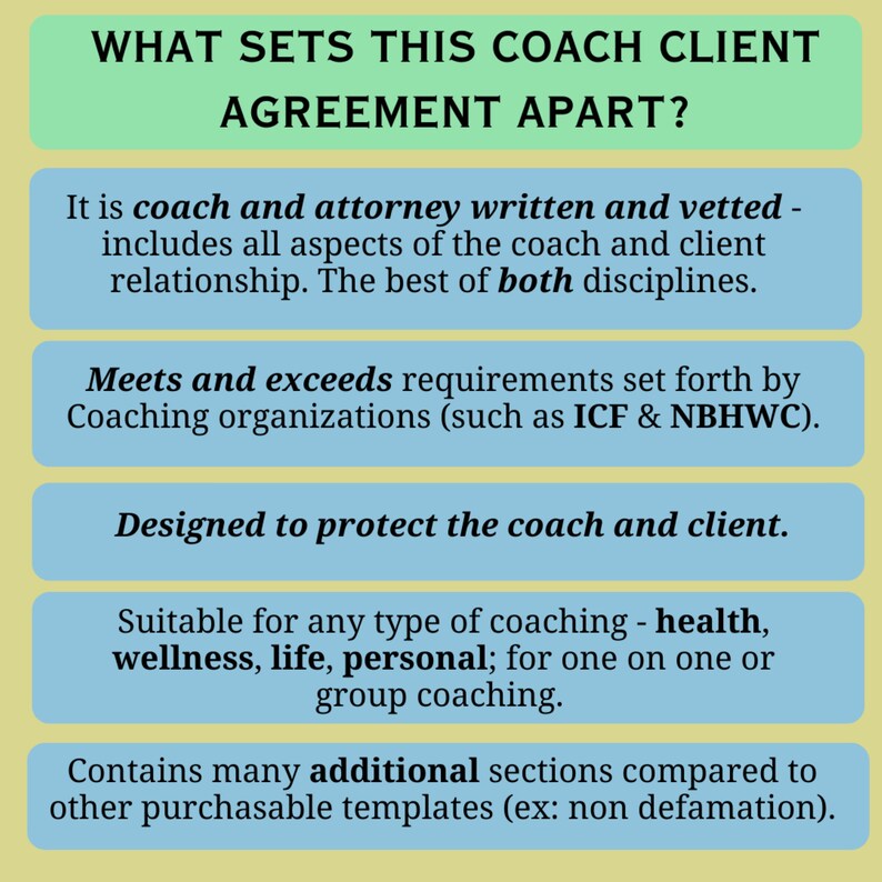 Coaching Contract Agreement Template | Coach and Attorney Written ...