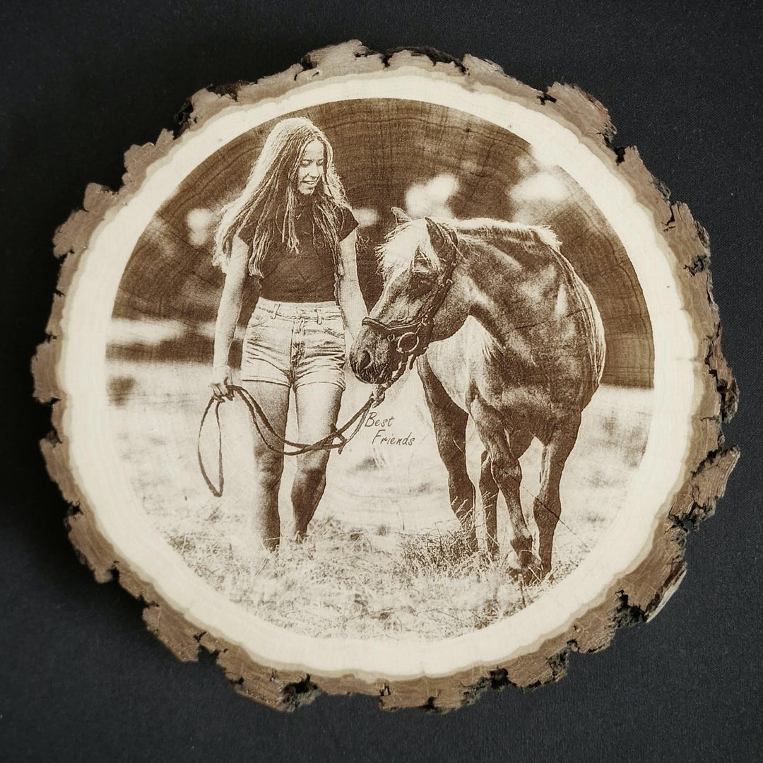 Tree Disc With Bark and Individual (photo) Engraving, Desired Motif ...