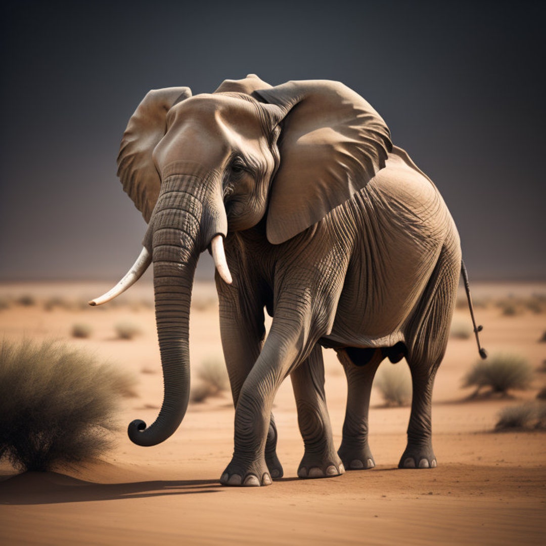 Beautiful Elephant in the Sahara Desert - Etsy