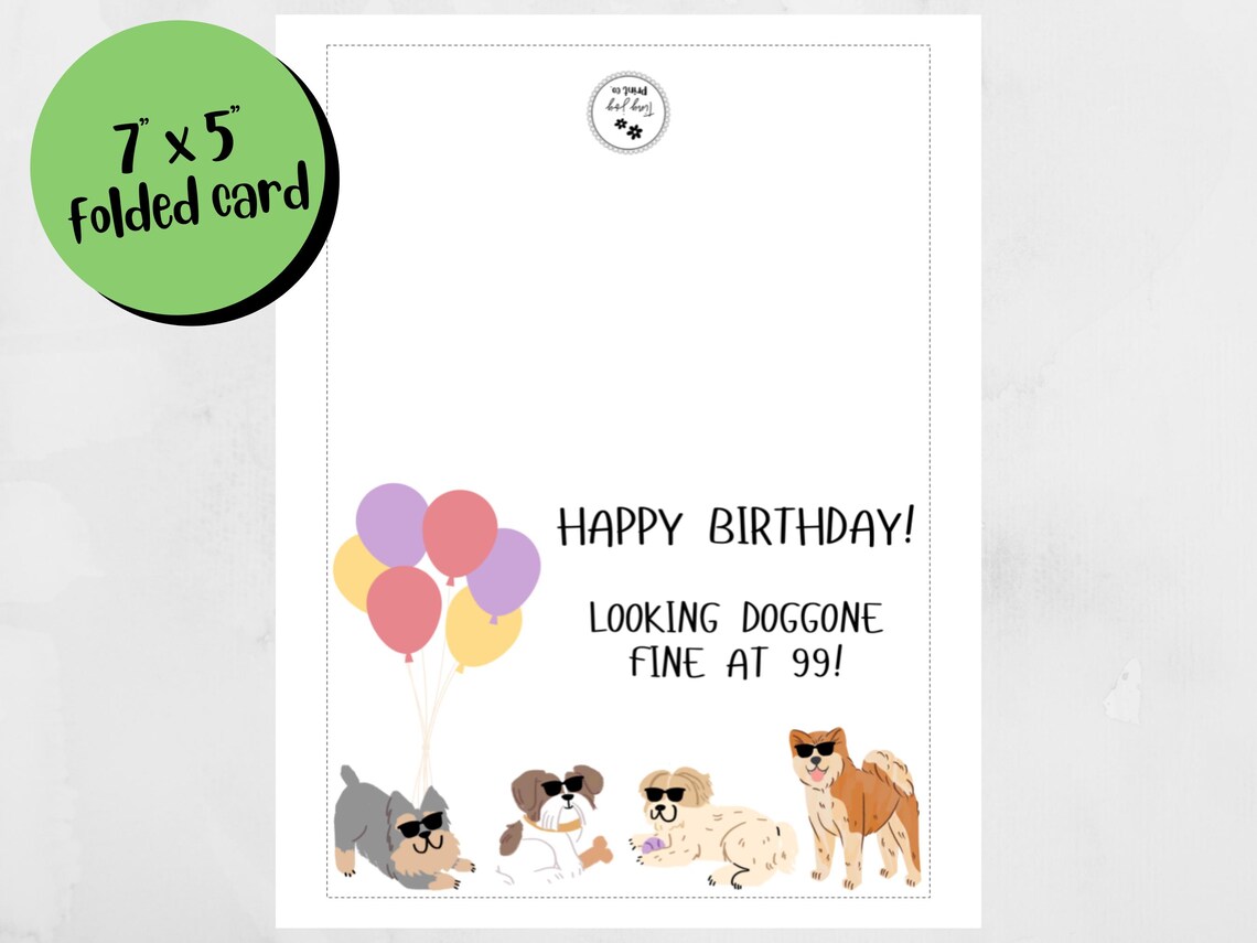 Printable 99th Birthday Card - Happy 99th Birthday - Instant Download ...