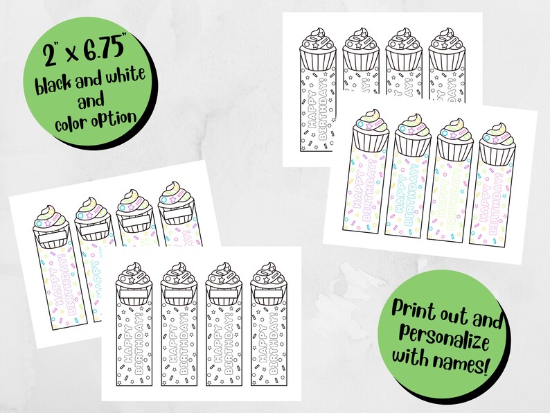 Printable Happy Birthday Cupcake Bookmarks Instant Download - Etsy