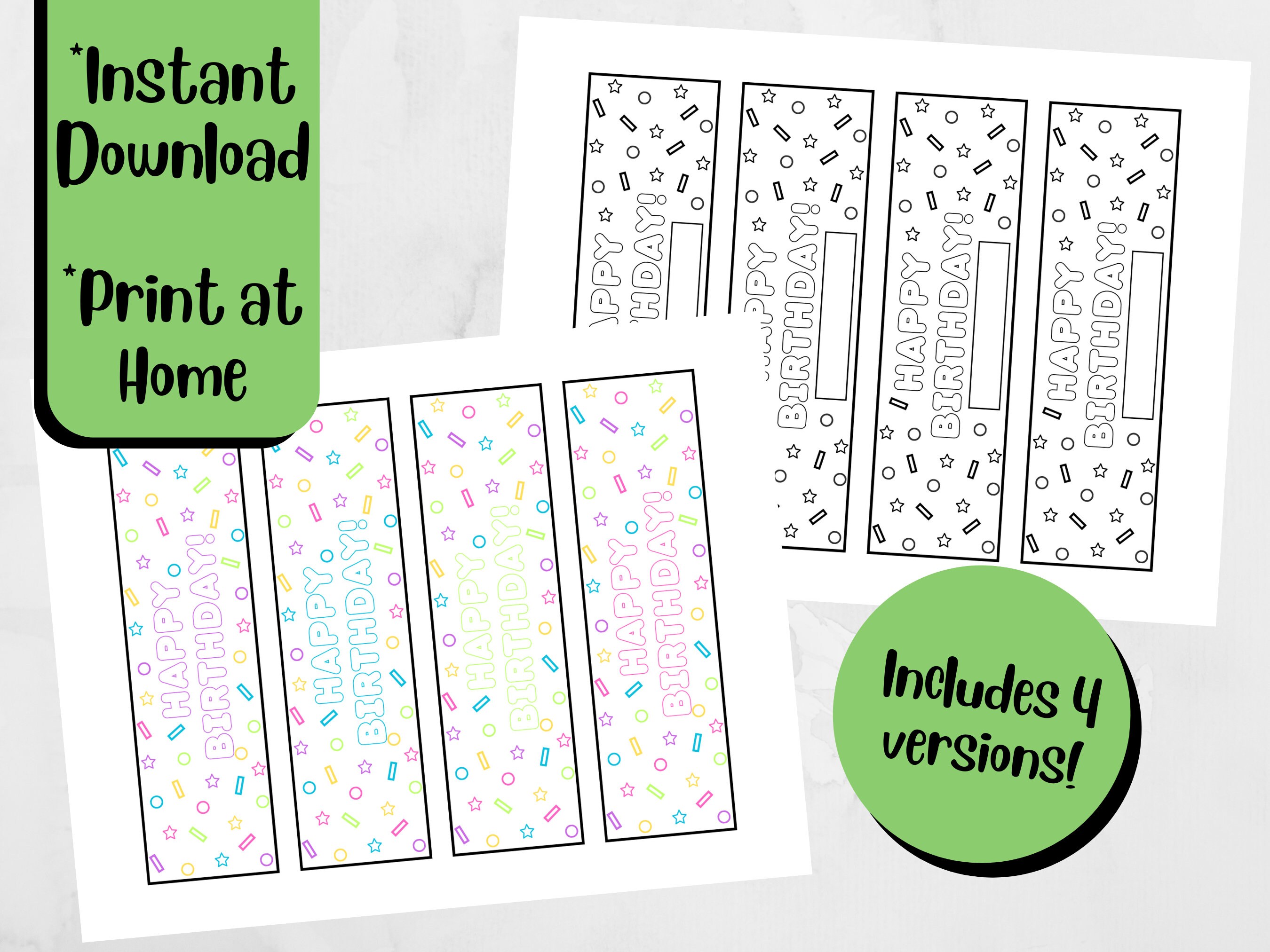 Printable Happy Birthday Sprinkle Bookmarks Instant Download - Etsy
