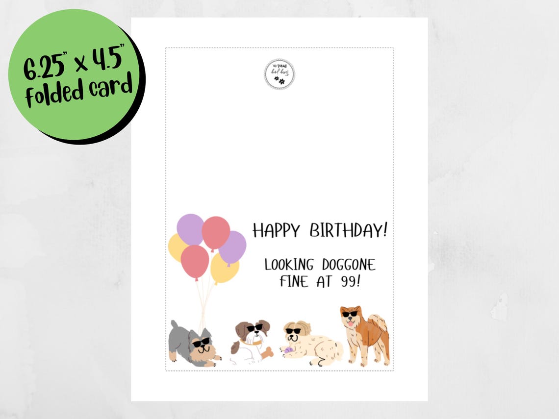 Printable 99th Birthday Card - Happy 99th Birthday - Instant Download ...