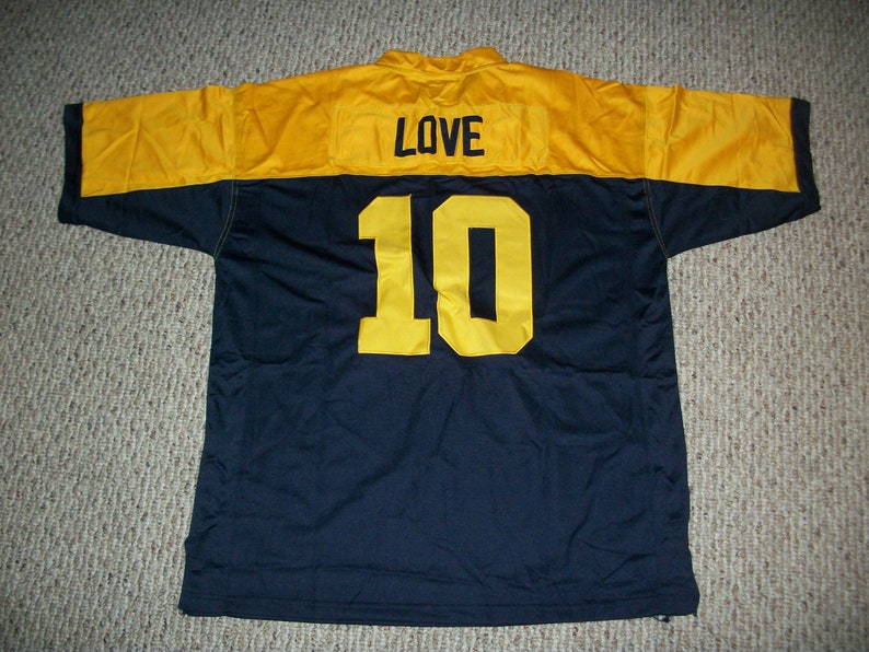 Jordan Love #10 Sewn Stitched Custom Jersey Throwback Blue/gold Green ...