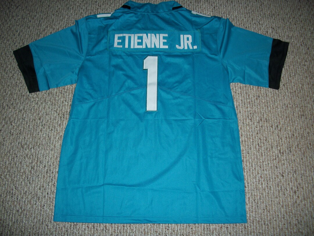 Travis Etienne Jr. #1 Sewn Stitched Custom Jersey Teal Jacksonville All ...