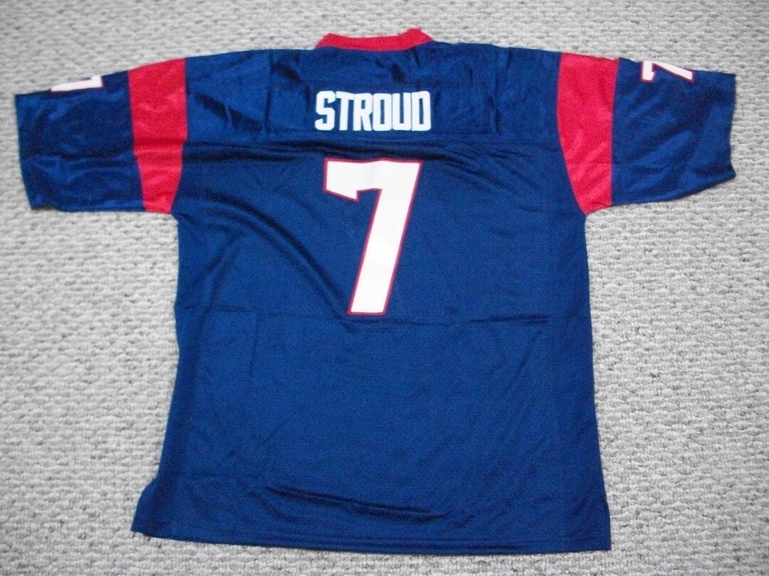CJ Stroud #7 Sewn Stitched Custom Jersey Blue Houston All Adult Sizes ...